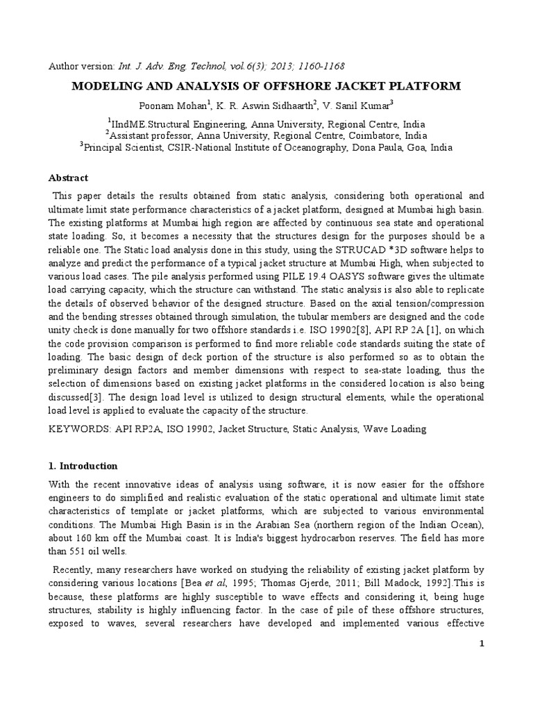 Modelling and Analysis of Jacket Platform | PDF | Buckling | Bending