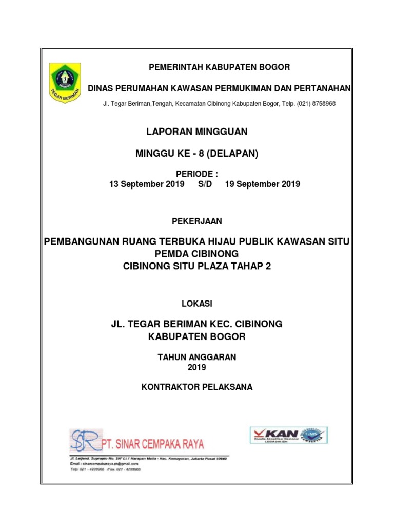 Contoh Cover Laporan Mingguan | PDF