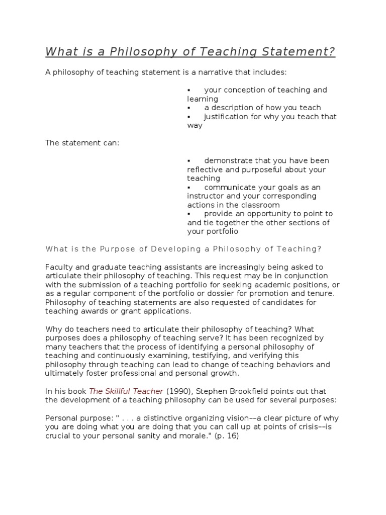 What Is A Philosophy of Teaching Statement | PDF | Epistemology | Cognition