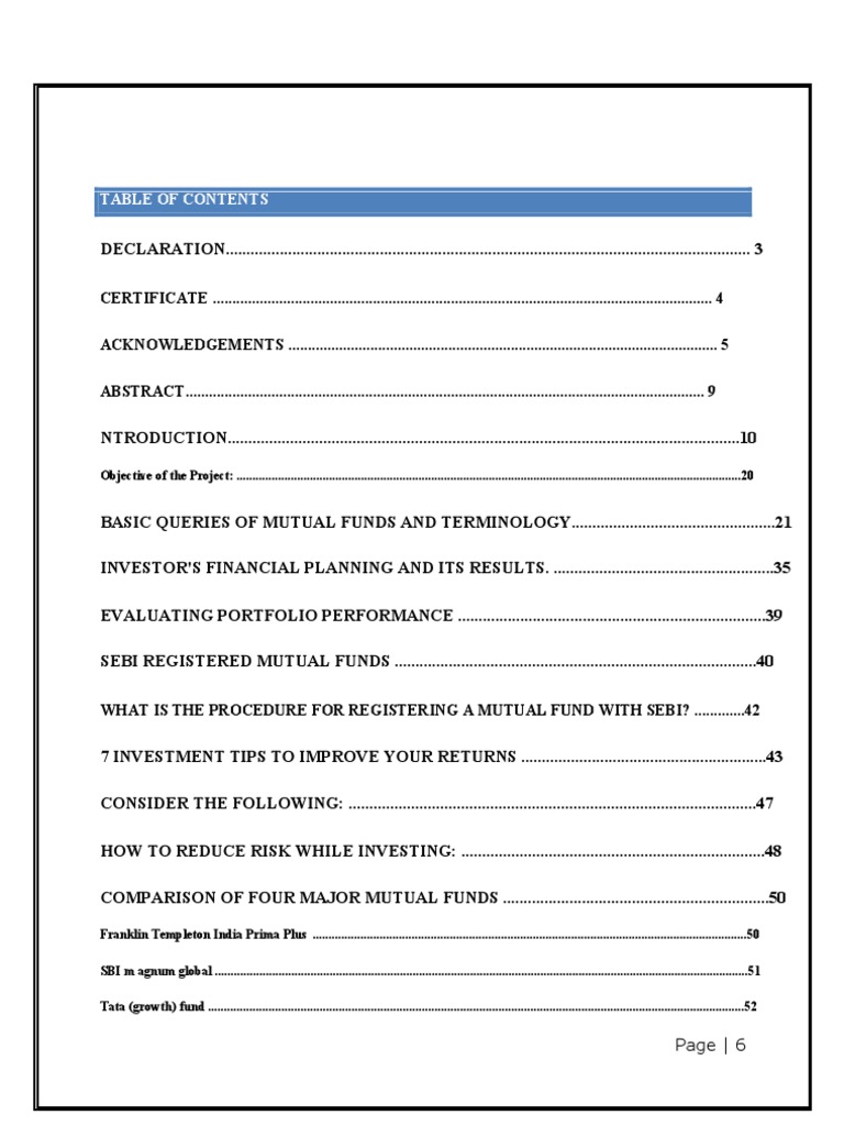 project report on Mutual fund | Mutual Funds | Securities (Finance)
