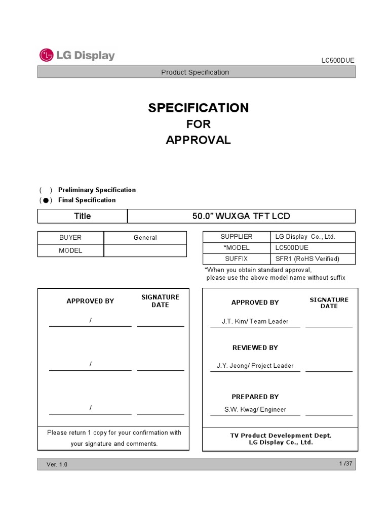 T-Con Datasheet | PDF | Thin Film Transistor Liquid Crystal Display ...