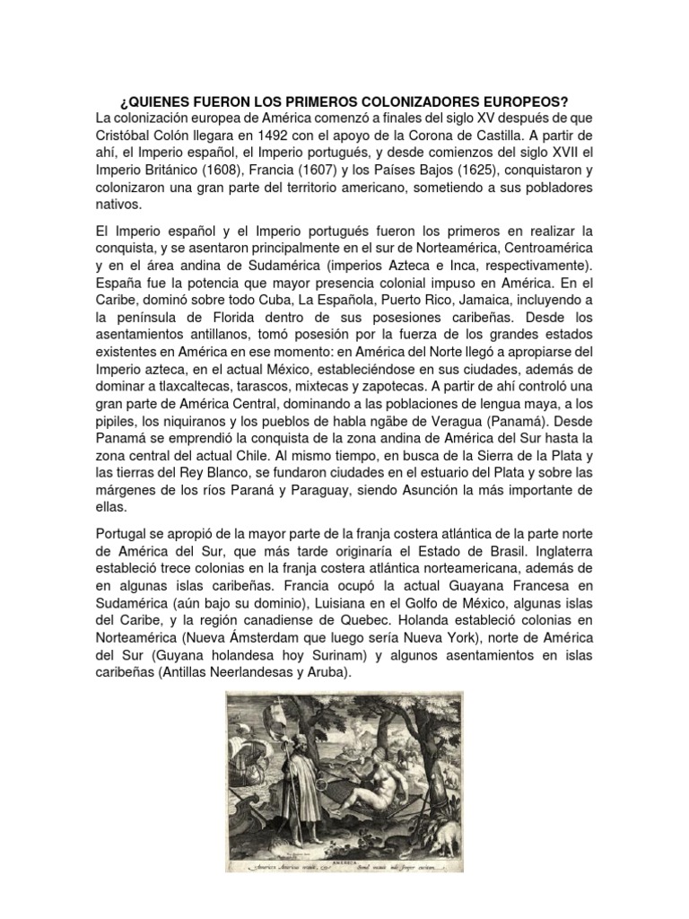 Quienes Fueron Los Primeros Colonizadores Europeos | Colonización ...