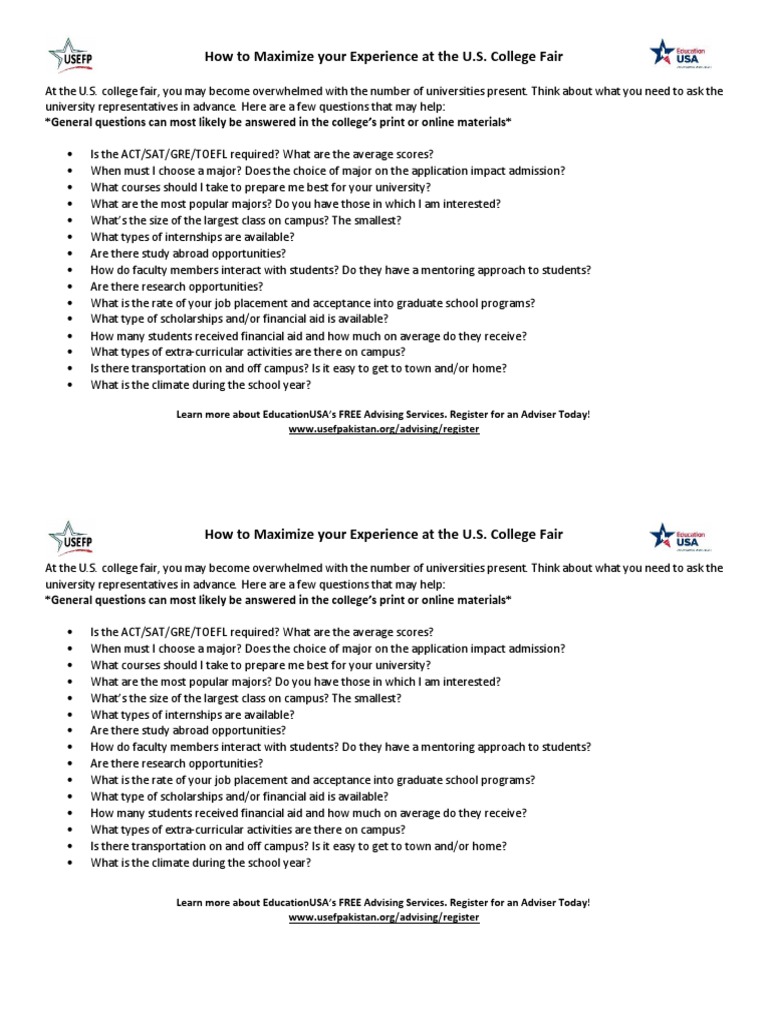Fair and Visit Handout SA Tour Fall 2019 | PDF | University And College ...