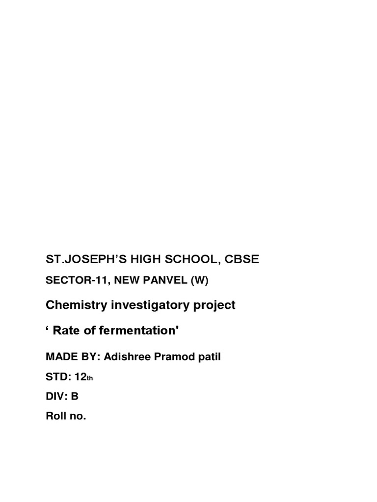 Rate of Fermentation in Class 12 Project | PDF | Fermentation In Food ...