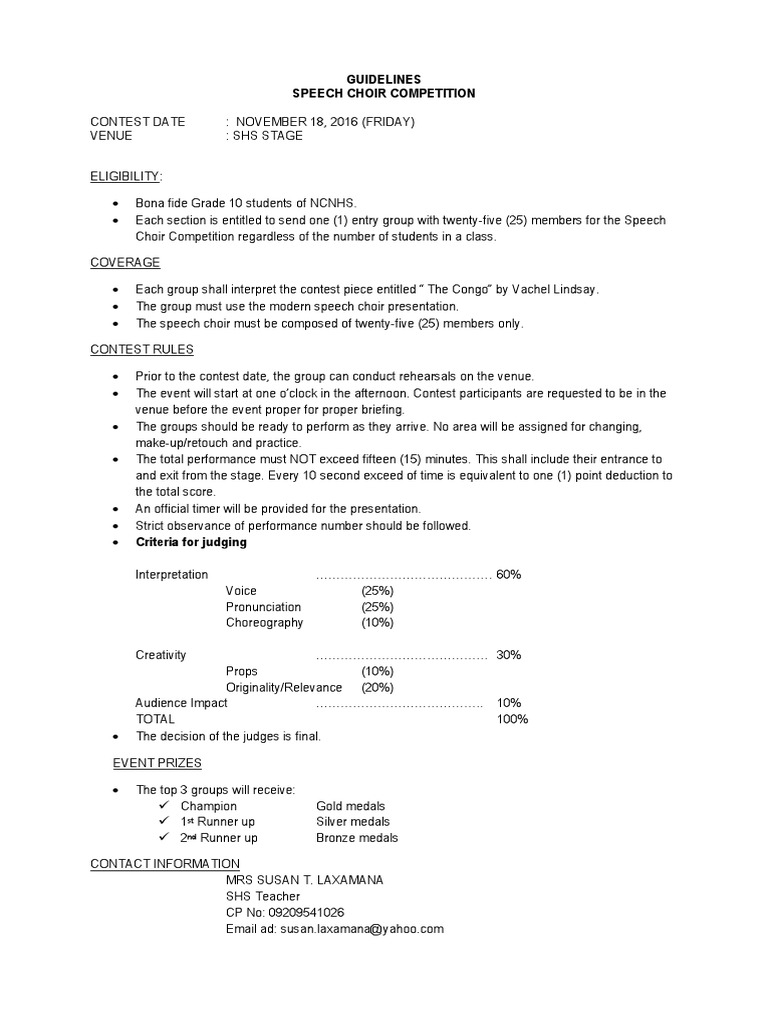 Speech Choir Guidelines | PDF Speech Choir Guidelines | PDF