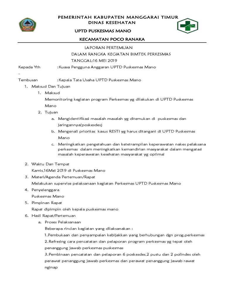 Laporan Kegiatan Bimtek Perkesmas 2019 | PDF