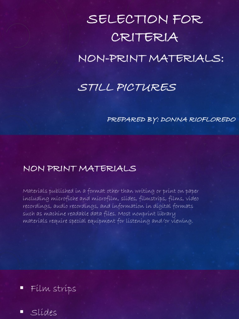 Selection For Criteria: Non-Print Materials | PDF | Media Technology ...