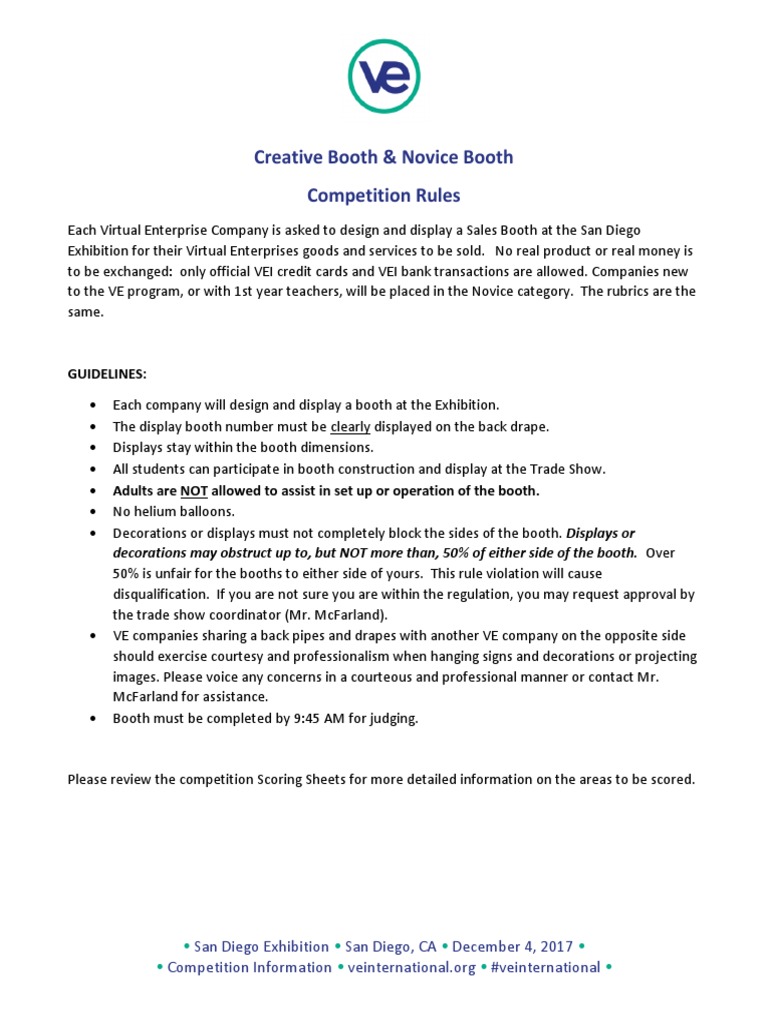 Creative Booth & Novice Booth Competition Rules: Guidelines | PDF ...