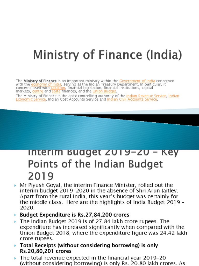 Ministry of Finance (India) | PDF | Rupee | Budget