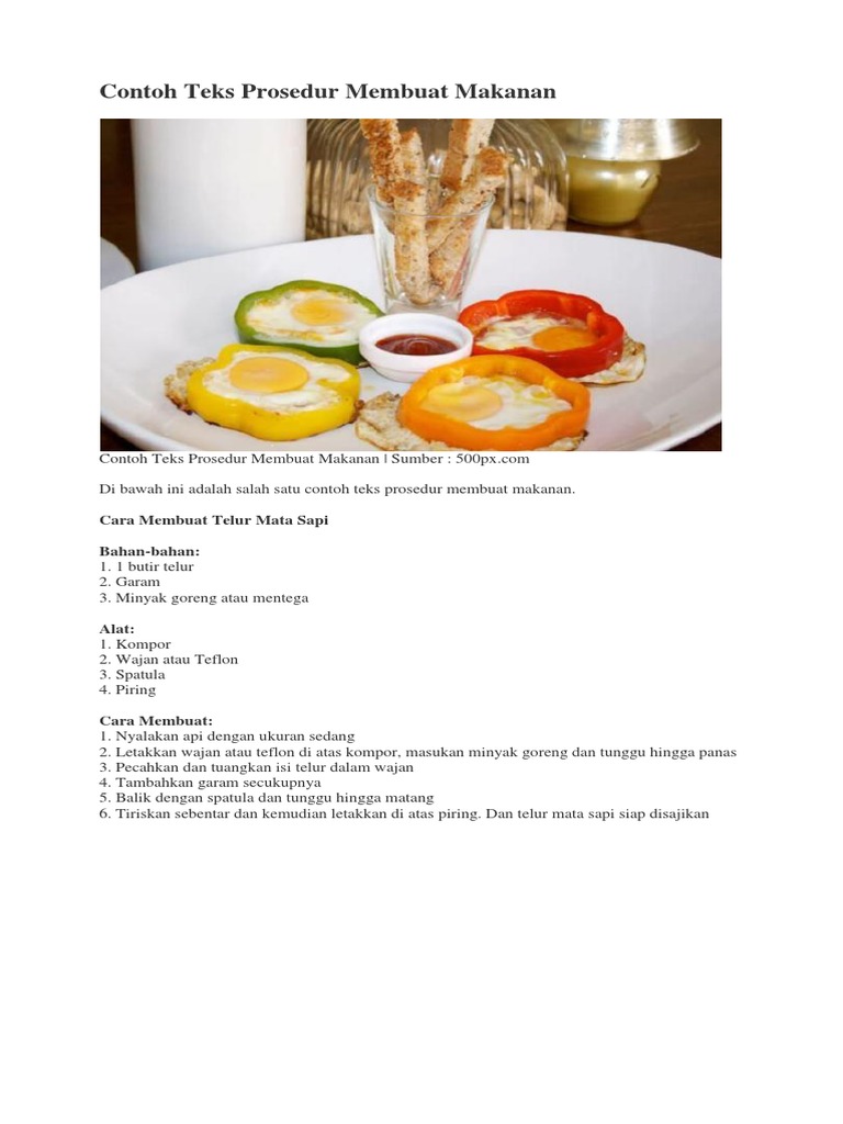 Contoh Teks Prosedur | PDF | Memasak, Makanan, & Anggur