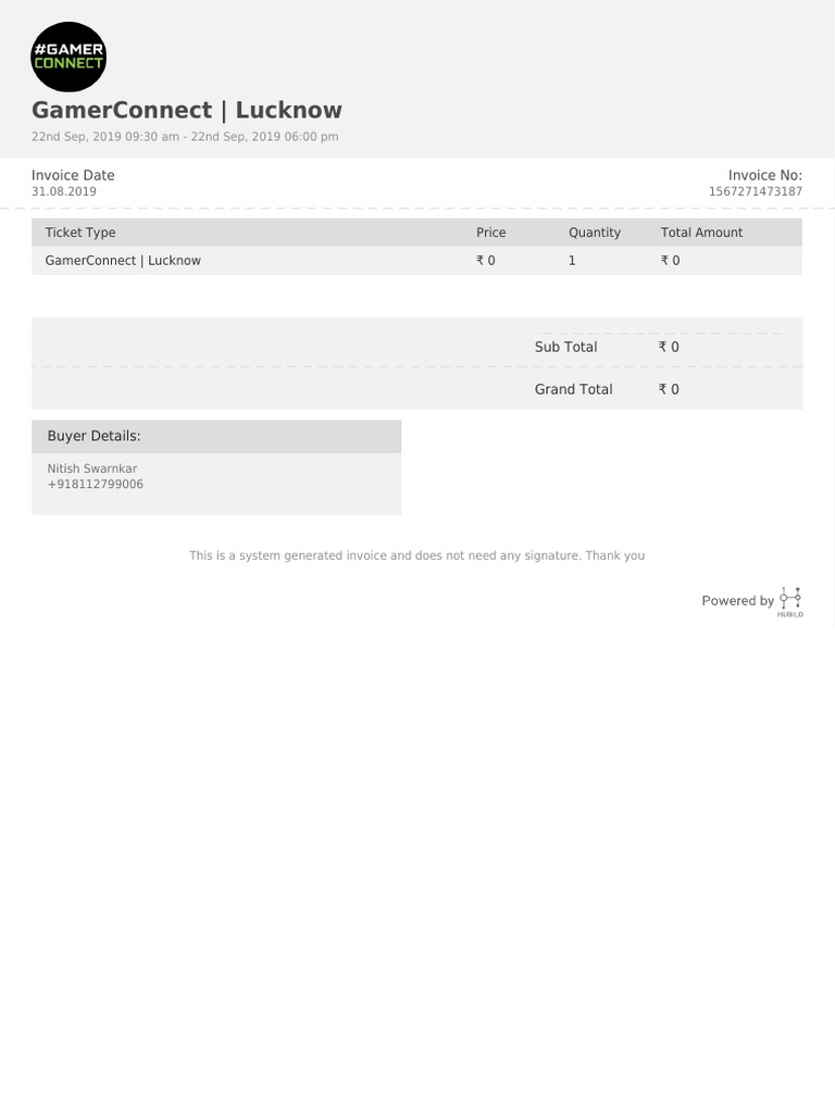 Gamerconnect - Lucknow: Invoice Date Invoice No | PDF