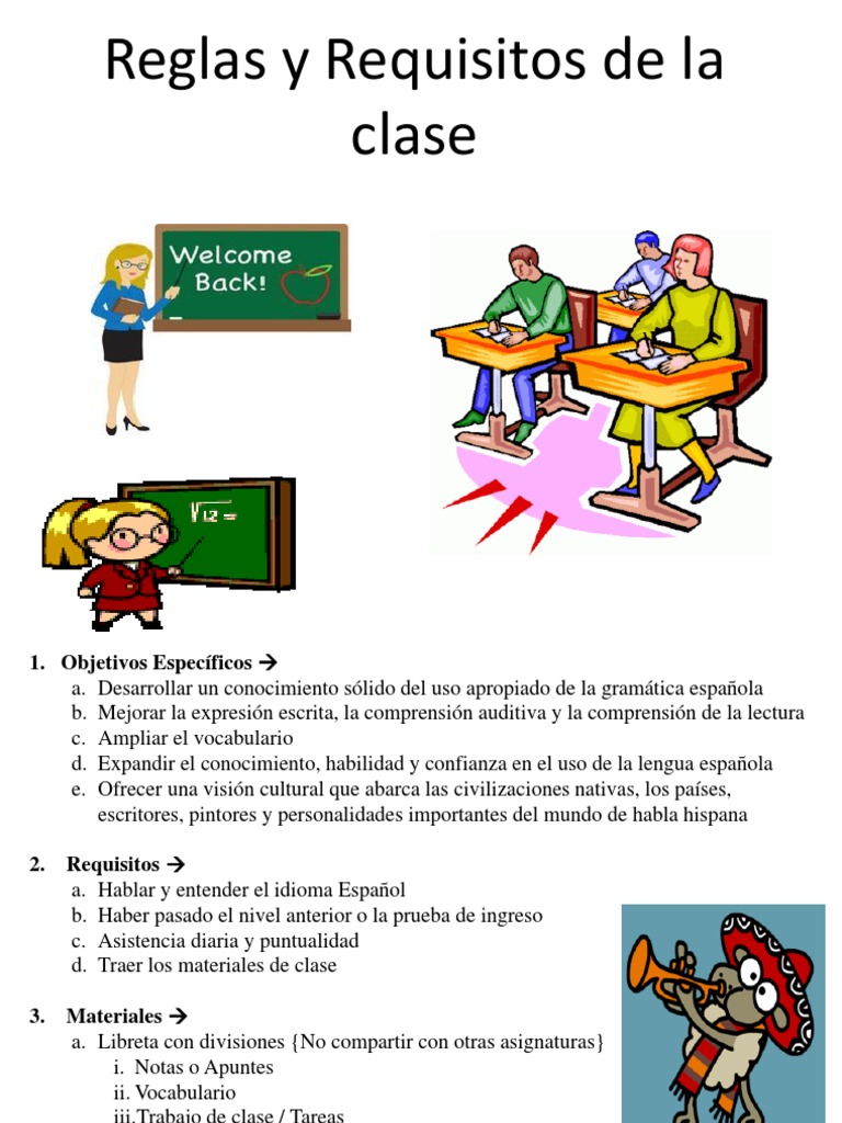 Reglas Del Salon de Clases | PDF | Lengua española | Prueba (evaluación)
