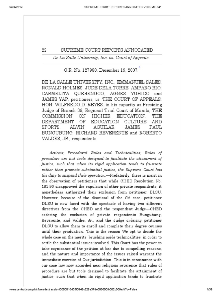 DLSU V CA | PDF | Burden Of Proof (Law) | Due Process