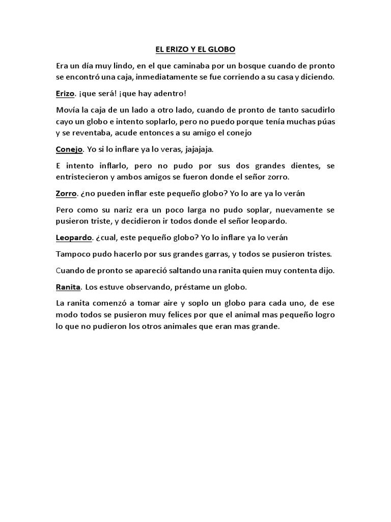 El Erizo y El Globo | PDF | Ocio