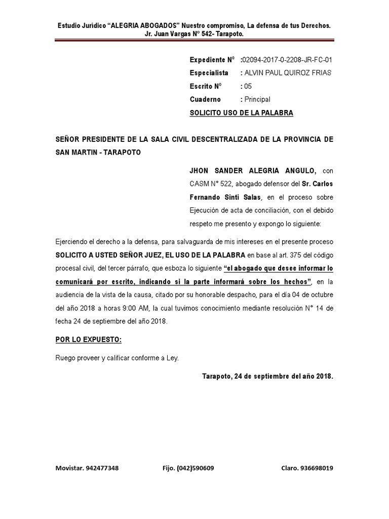 Solicito Uso de La Palabra | PDF