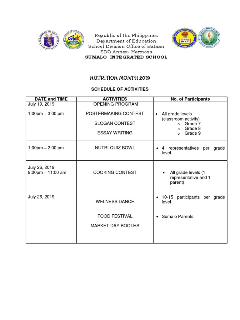 Nutrition Month. Proposal | PDF | Learning