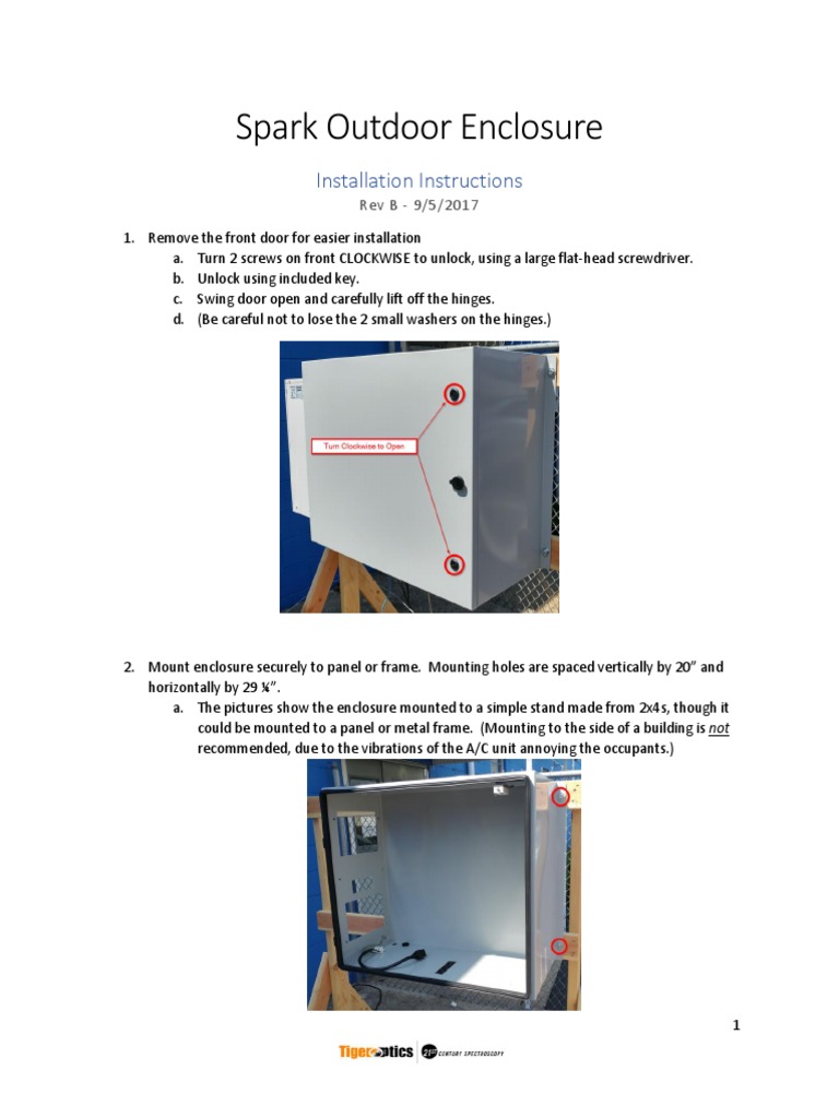 Spark Outdoor Enclosure: Installation Instructions | PDF | Manufactured ...