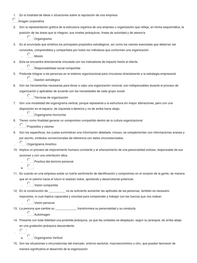 25 Multiple Choice Questions | PDF | Cultura organizacional | Conceptos ...