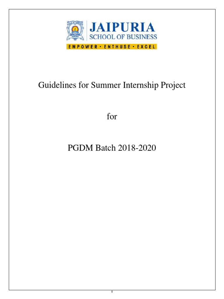 Sip Guidelines PGDM 2018-20 | PDF | Data Analysis | Science