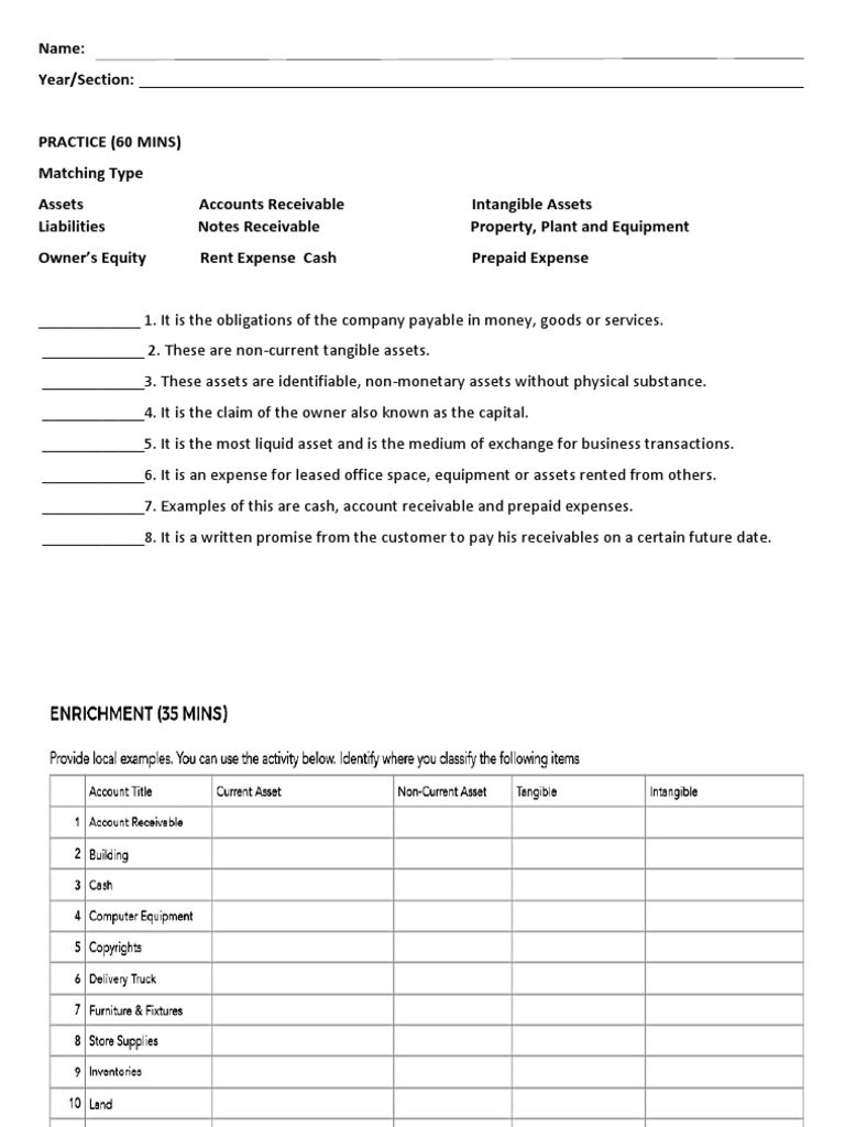 Accounting Terms Matching Quiz | PDF | Finance & Money Management