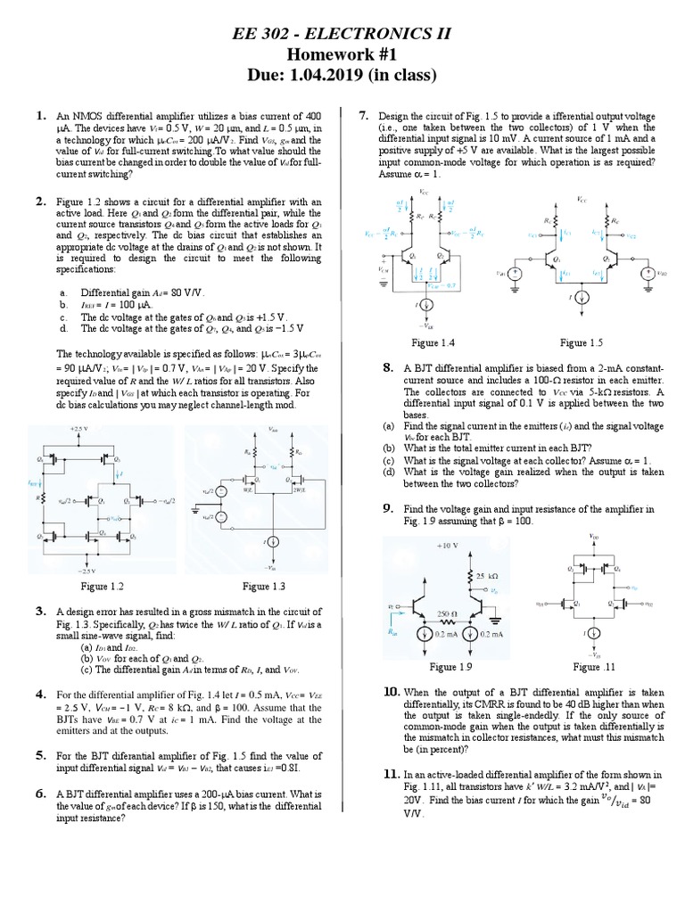 Electronic Homework | PDF | Amplifier | Bipolar Junction Transistor