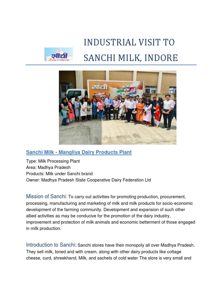Industrial Visit To Sanchi. | PDF | Dairy | Milk