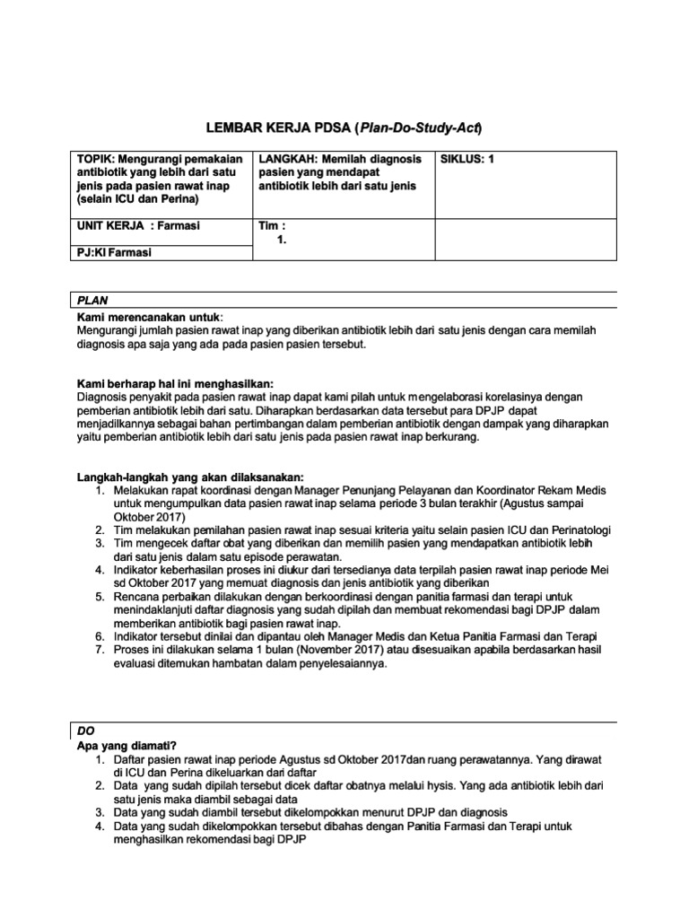 Contoh Pdsa | PDF