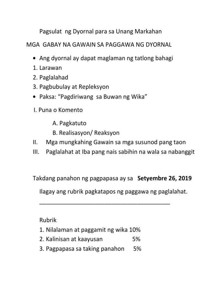 1st Quarter Pagsulat Sa-Dyornal | PDF