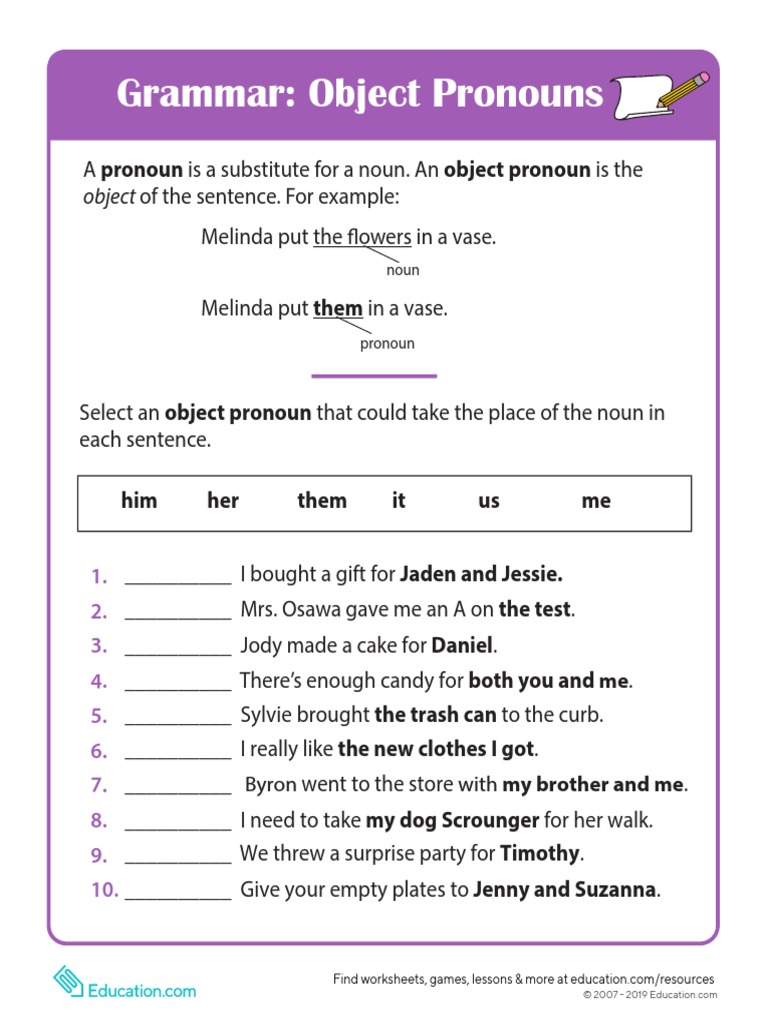 Grammar Basics Object Pronouns | PDF