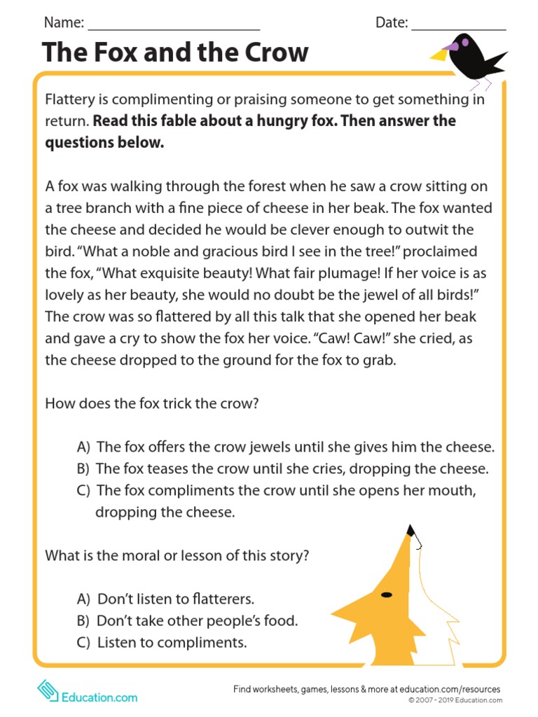 Classic Fable The Fox and The Crow PDF