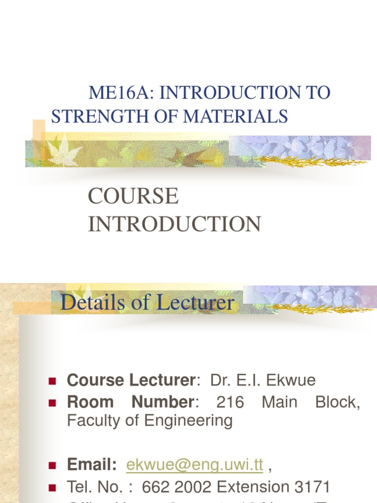 Me16A: Introduction To Strength of Materials: Course | PDF | Young's ...