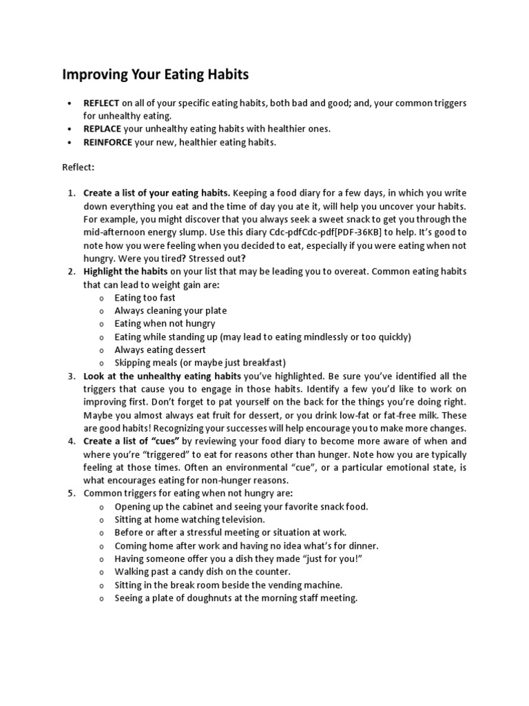 Improve Your Eating Habits: 3 Steps | PDF | Eating | Physical Fitness
