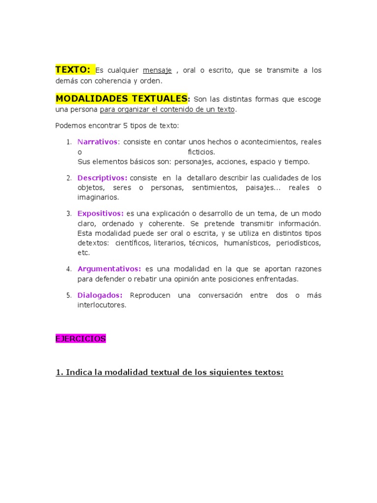Modalidades Textuales | PDF