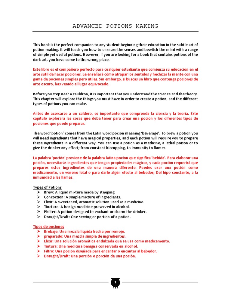 Elaboración Avanzada de Pociones | PDF | Bebidas