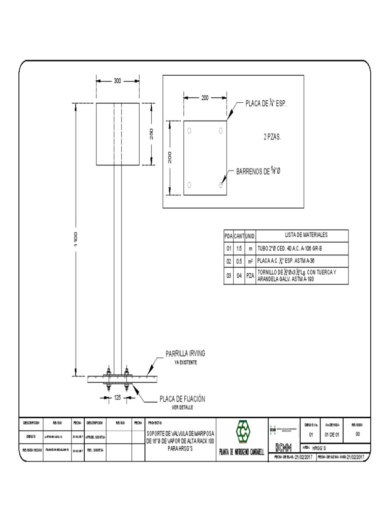 Fab. Sop. P-Valv. Mar. 16plg. Vap - de Alta Rack100 Hrsgs | PDF