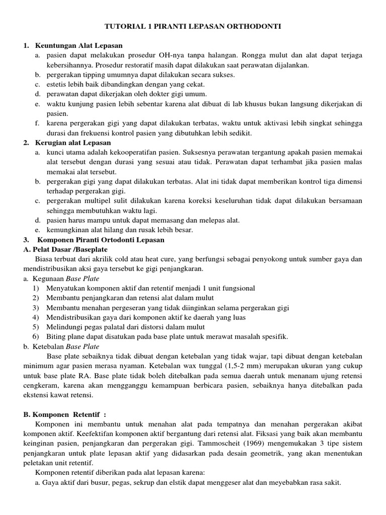 Piranti Lepasan Orthodonti | PDF