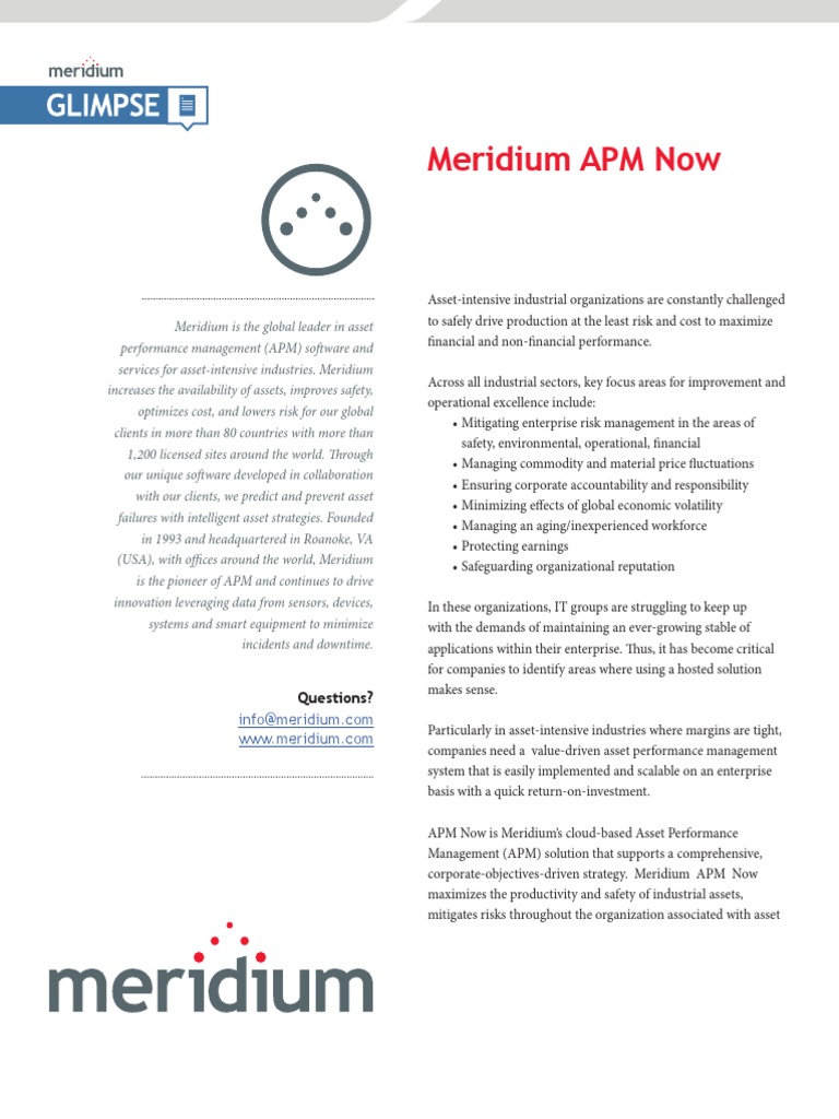 Meridium Apm Now GLIMPSE PDF | PDF | Cloud Computing | Risk Management