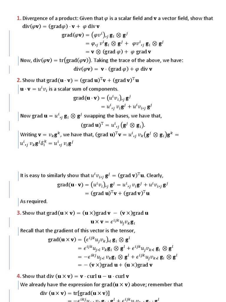 Mathematical Derivations of Vector Calculus Identities | PDF ...