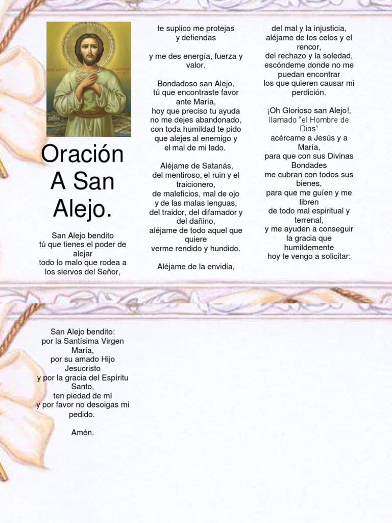 Oración A San Alejo | María, madre de Jesús | Santo