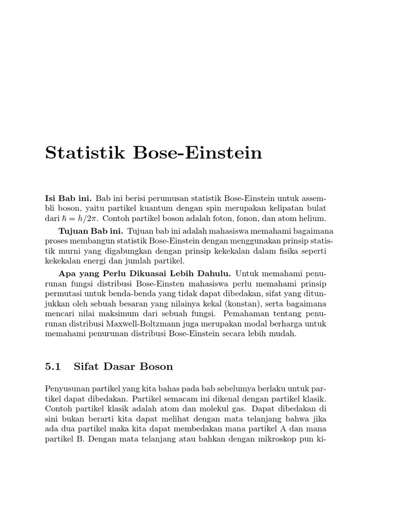 Statistik Bose-Einstein untuk Boson | PDF