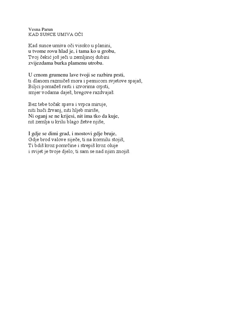 Vesna Parun Pjesma | PDF