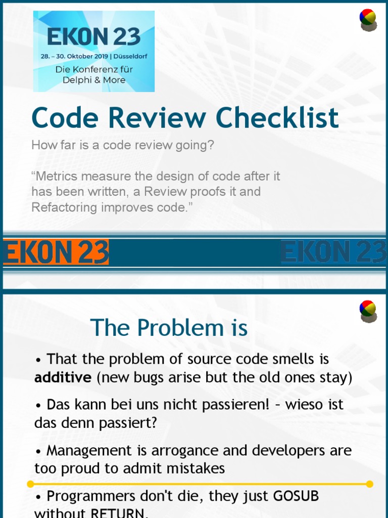 EKON 23 Code Review Checklist | PDF | Class (Computer Programming ... EKON 23 Code Review Checklist | PDF | Class (Computer Programming ...