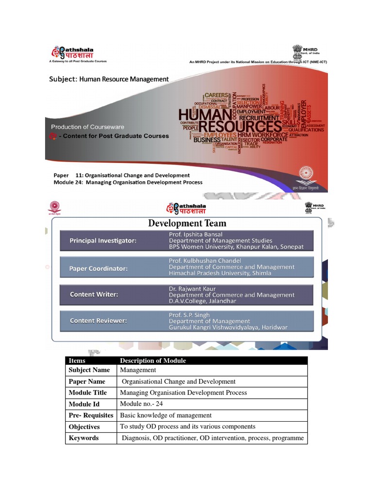 Managing OD Process | PDF | Organization Development | Goal
