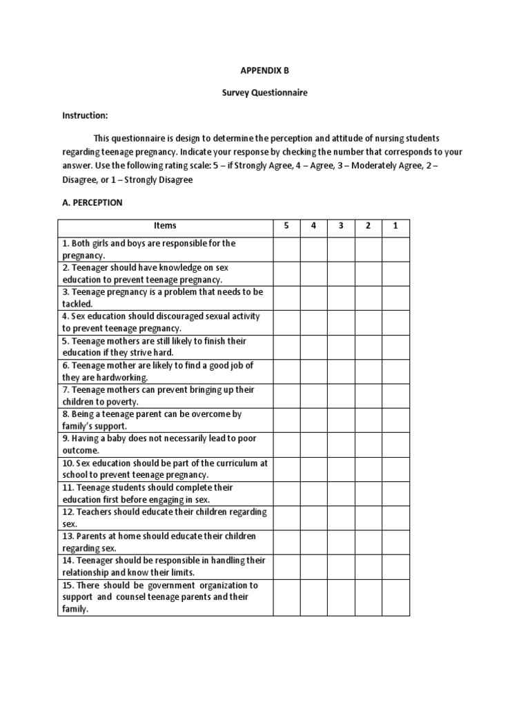 Appendix B Survey Questionnaire Instruction | PDF