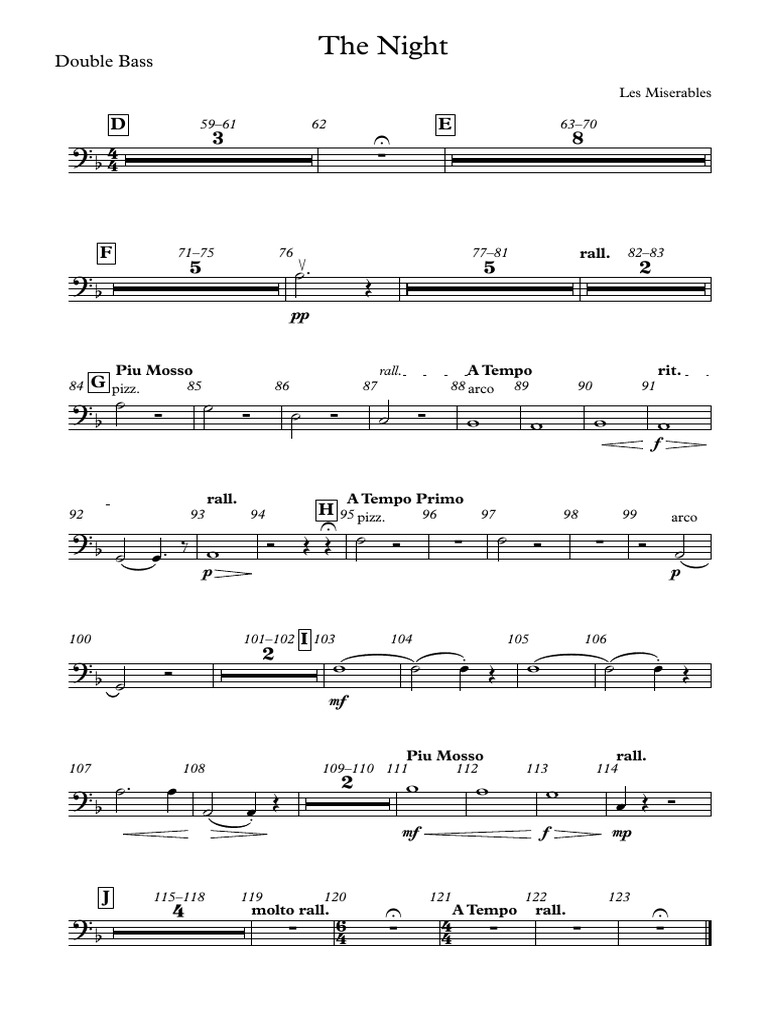 The Night: Double Bass | PDF | Rhythm And Meter | Notation
