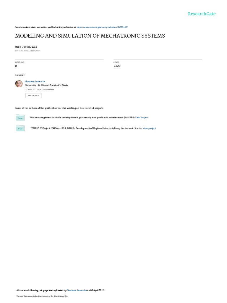 Modeling and Simulation of Mechatronic Systems: January 2012 | PDF ...