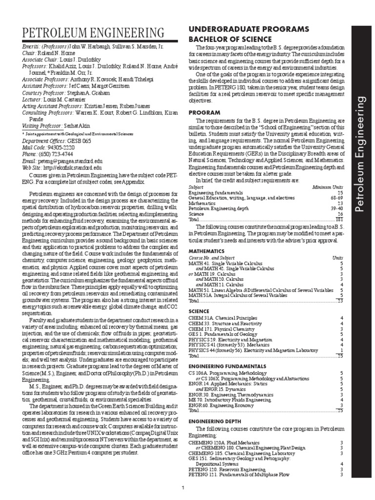 Petroleum Engineering: Undergraduate Programs | PDF | Academic Degree ...