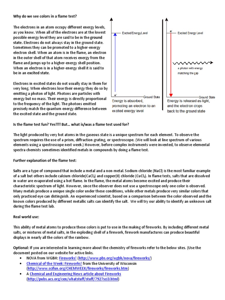 Flame Test Explanation | PDF | Emission Spectrum | Electron