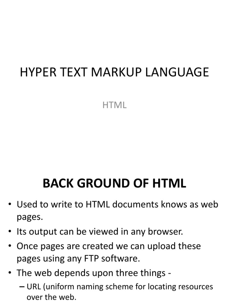 Hyper Text Markup Language | Download Free PDF | Html | Html Element