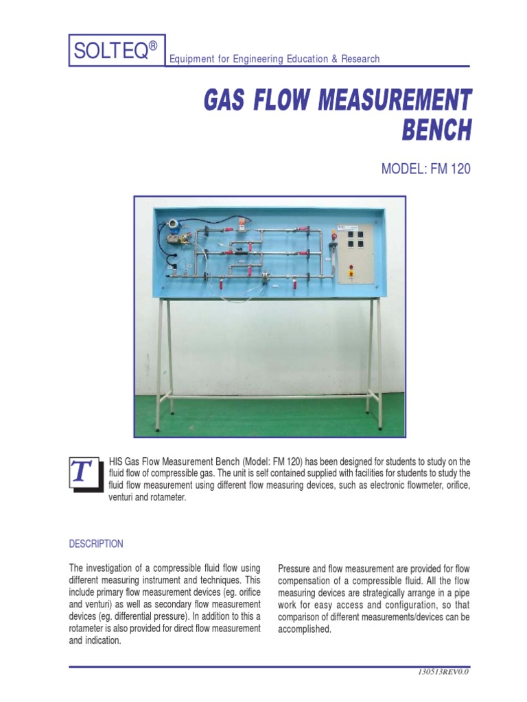 Gas Flow Measurement Bench FM120 | PDF | Flow Measurement | Pressure ...